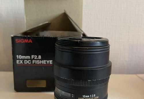 Объектив Sigma 10mm F2.8 EX DC fisheye HSM Nikon f