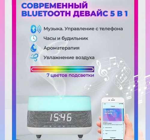 Аромадиффузор Bluetooth колонка с часами