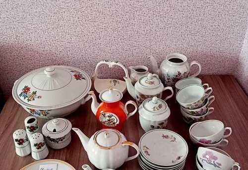 Посуда СССР, чайный сервиз, чайники, кружки