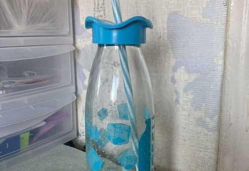 Стеклянная бутылочка с крышкой и трубочкой