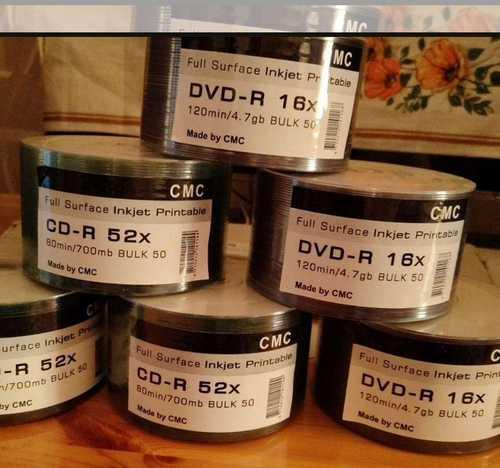 Диски CD-R 52x и DVD-R 5,7Gb. Все rintable