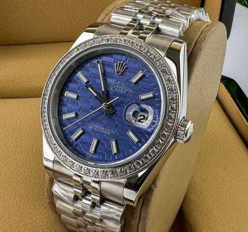 Женские часы Rolex Datejust с камнями blue dial