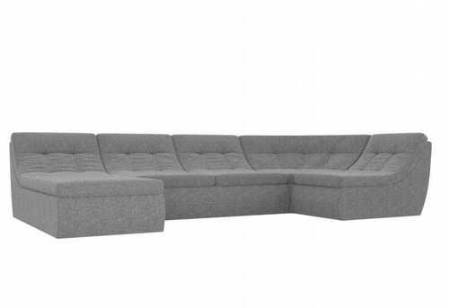 П-образный модульный диван Холидей рогожка серый