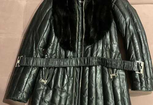 Куртка зимняя женская кожаная норка 46