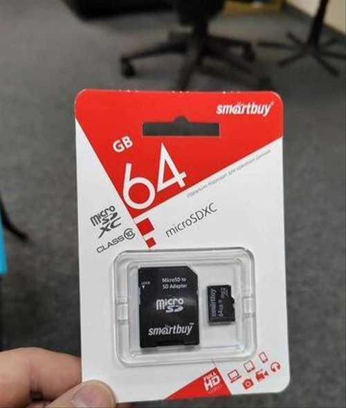 Карта памяти MicroSD 64gb smartbuy