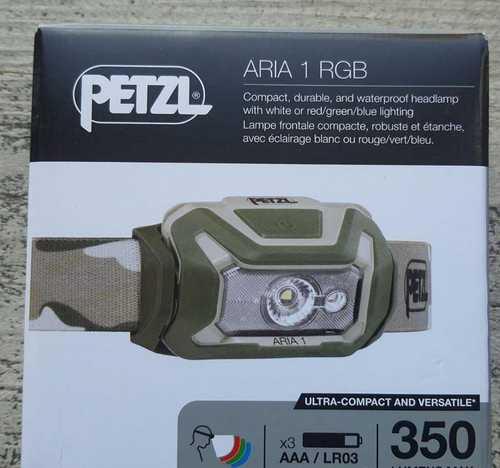 Фонарь налобный petzl aria 1 RGB, 350лм, камуфляж