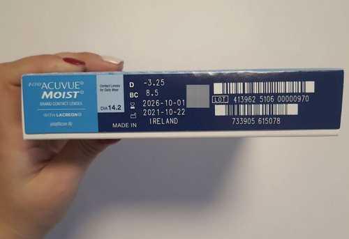 Линзы 90шт Acuvue Moist 1Day -3.25 8.5 минус три