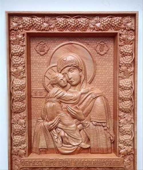 Икона "Владимирская Божьей Матери" деревянная резн
