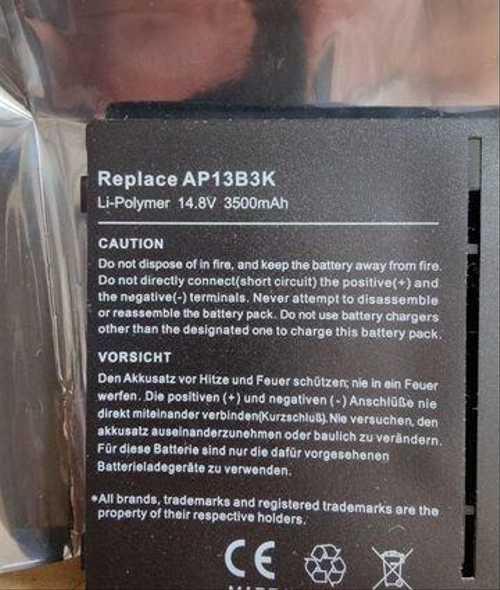 Аккумулятор для ноутбука Acer новый AP13B3K