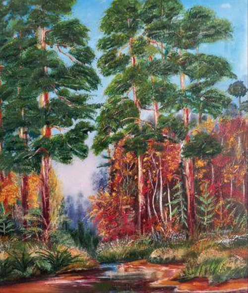 Картина маслом «Лесной ручей»