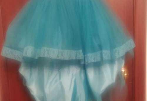 Голубое праздничное платье
