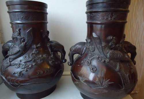 Бронза антикварная 19 век вазы подсвечники