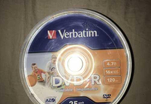 Диск DVD-R Printable Verbatim 4.7 Gb 16x (25 штук)