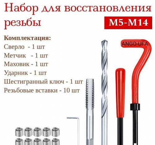 Набор для восстановления резьбы M14x1,25 из 15 пре