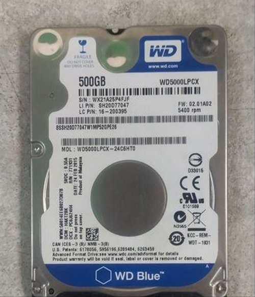 Жесткий диск 2.5" 500Gb SATA WD Blue Mobile WD5000