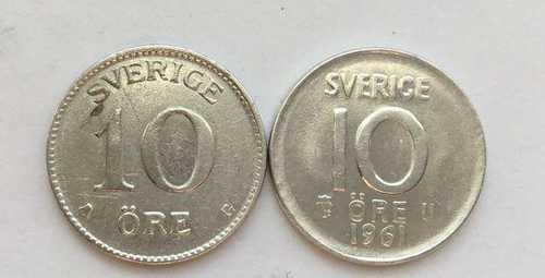Серебрянные монеты Швеции 10 эре