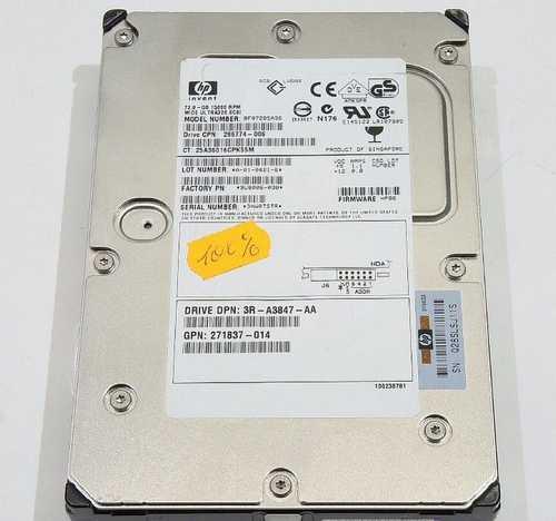 Накопитель HDD scsi 3.5" 72.8GB 15K HP BF07285A36