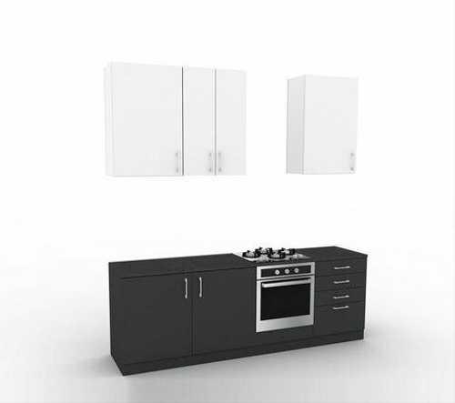 Модульная кухня Амика-11eo белый, антрацит совреме