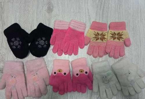 Теплые перчатки на девочку 3-6 лет