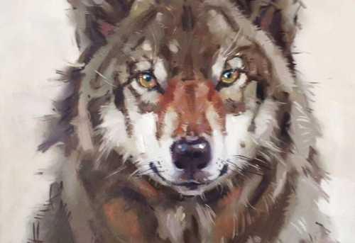 Волк, картина маслом на холсте, живопись