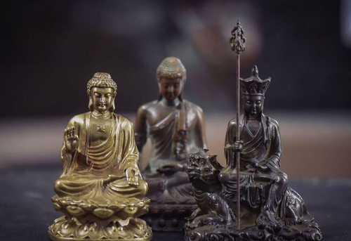 Три Будды медь Дракон статуэтка декор фен-шуй