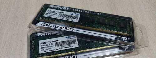 Озу 16 Гб DDR3 Patriot 1600Мгц(2*8Gb)