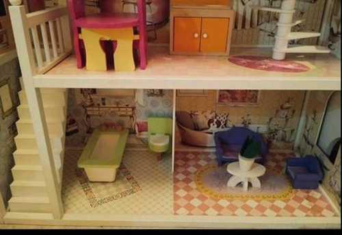 Кукольный домик с мебелью бу