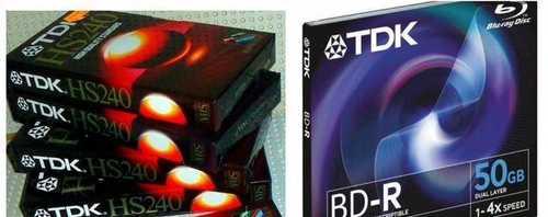 VHS Видеокассеты и Blu-Ray TDK,Sony.Чистые