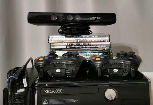 Xbox 360 S 250Gb (LT 3.0) с Kinect и 12 дисками