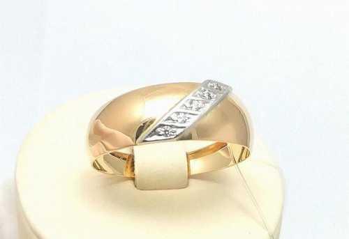 Золотое кольцо широкое из красного золота 585 проб