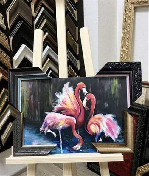 Картина маслом «Фламинго»