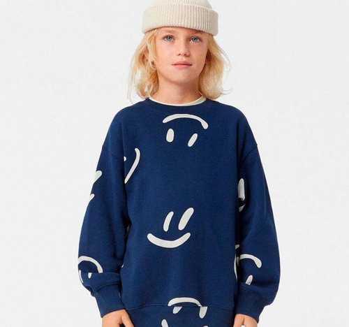 Molo толстовка monti big smiles navy (синие смайлы), р. 128