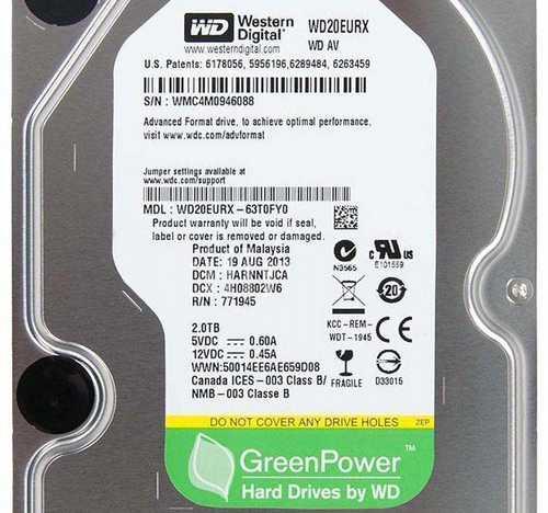 Жесткий диск Western Digital WD20eurx 2Tb sataiii