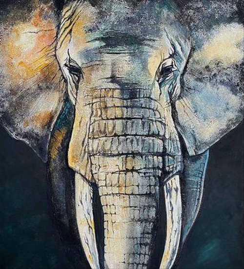 Панно, картина, холст "Слон". Акрил. Размер 50x70