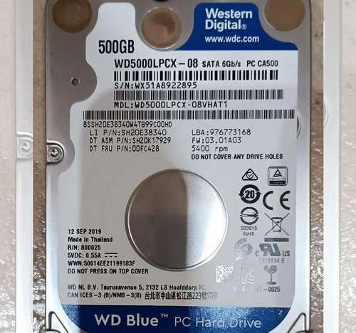 Жесткий диск HDD 2,5 WD Blue 500Gb