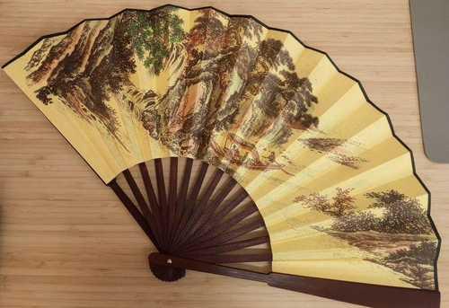 Новый китайский веер гравюры природа 35 см
