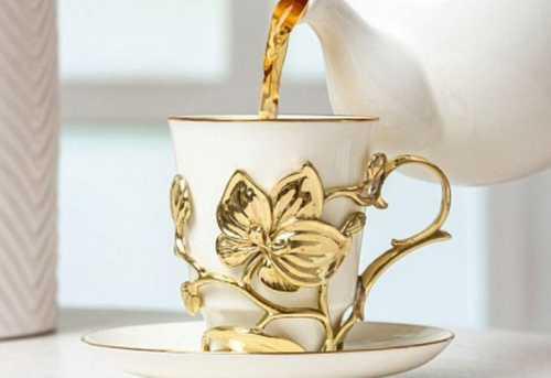 Чашка чайная из фарфора ифз “Орхидея”