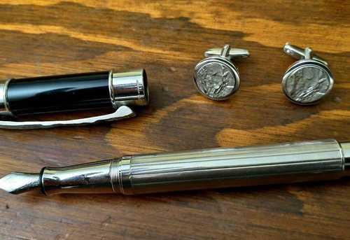 Ручка перьевая Wildmann запонки серебро 925