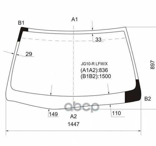 Стекло лобовое toyota brevis 01-07 JG10-R LFW/X