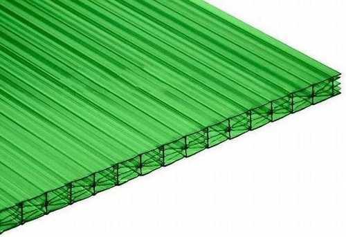 Сотовый поликарбонат 4 мм. зелёный