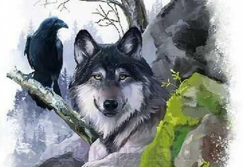 Алмазная мозаика 25x25 Ворон и волк в лесу