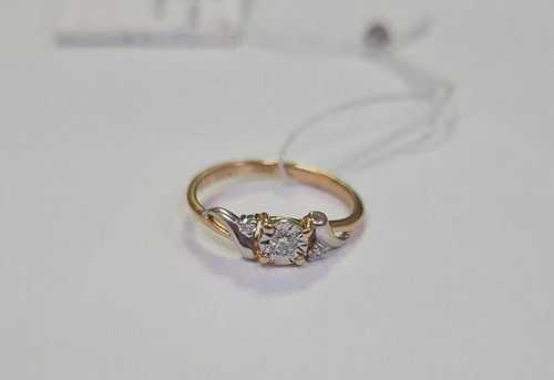 Золотое кольцо с бриллиантами 15,5 р 585