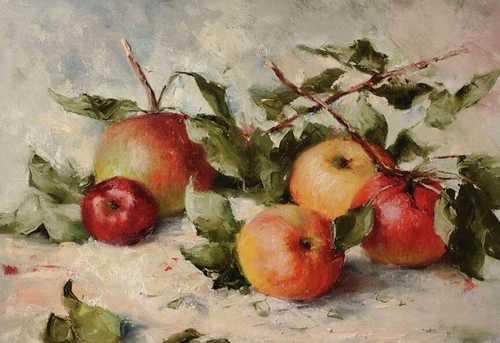 Картина маслом на холсте яблоки натюрморт