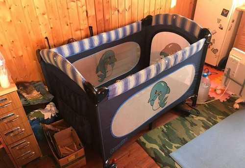 Складной детский манеж-кровать Capella с дельфином