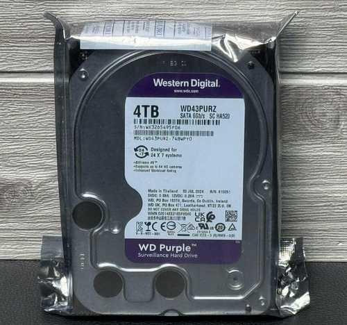 Жесткий диск WD Purple WD43purz, 4тб, HDD