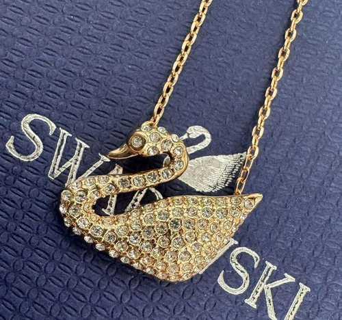 Кулон/подвеска/колье Swarovski Swan золотой