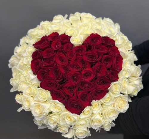 Сердце из роз, день влюбленных, букет, цветы
