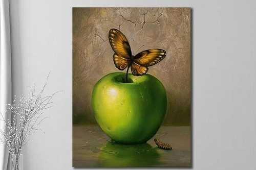 Картина маслом на холсте в интерьер Спелое яблоко