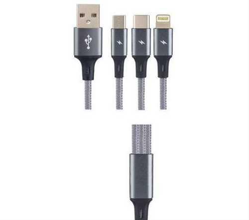 Perfeo Кабель USB2.0 A вилка - 3 в 1 (Micro + Type