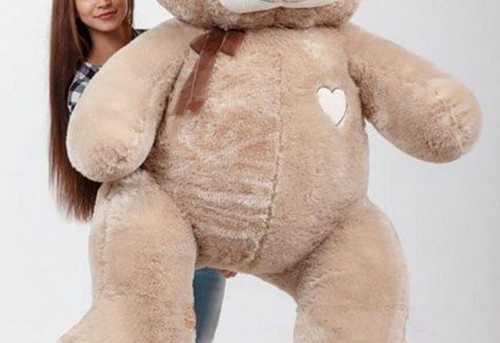 Плюшевый медведь 170см шоколадный. Большой мишка